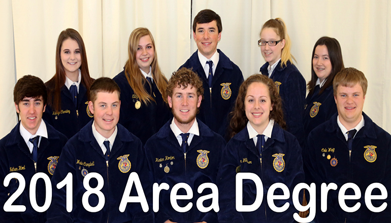 Ten Chillicothe FFA members earn Area FFA Degree