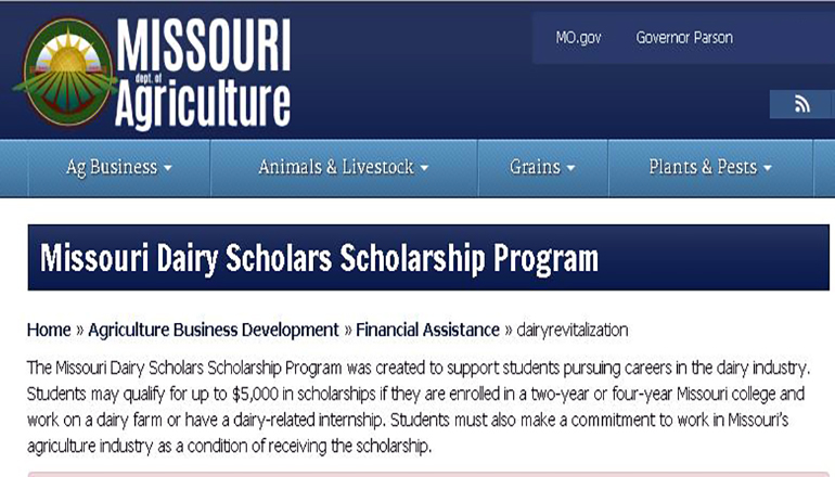 Missouri Dairy Scholars Scholarship Program to offer $5,000 scholarship