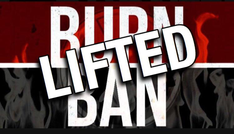 Three area burn bans lifted after rainfall on Tuesday