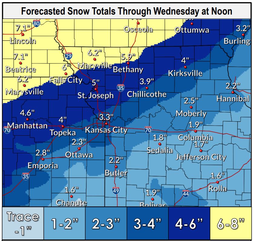 Counties in north Missouri placed under Winter Storm Warning and Winter ...