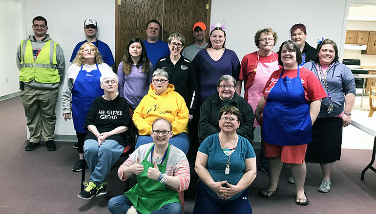 Families and Friends of the Developmentally Disabled attend cooking class