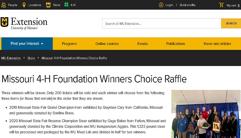 Winner's Choice Raffle to benefit Missouri 4-H