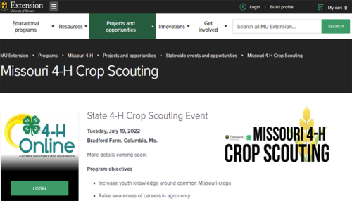 Missouri 4-H and University of Missouri Extension launch new crop event