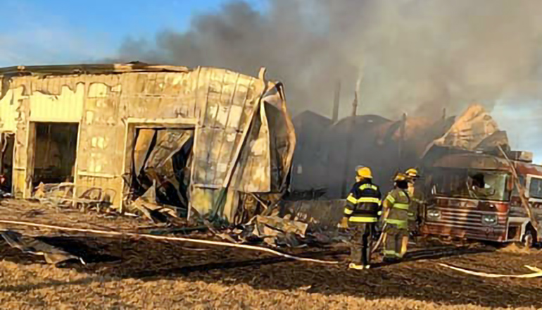 Barn destroyed by fire in rural Livingston County