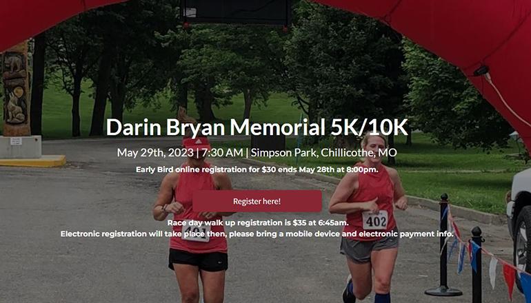 Darin Bryan Memorial 5K/10K set for May 29th in Chillicothe