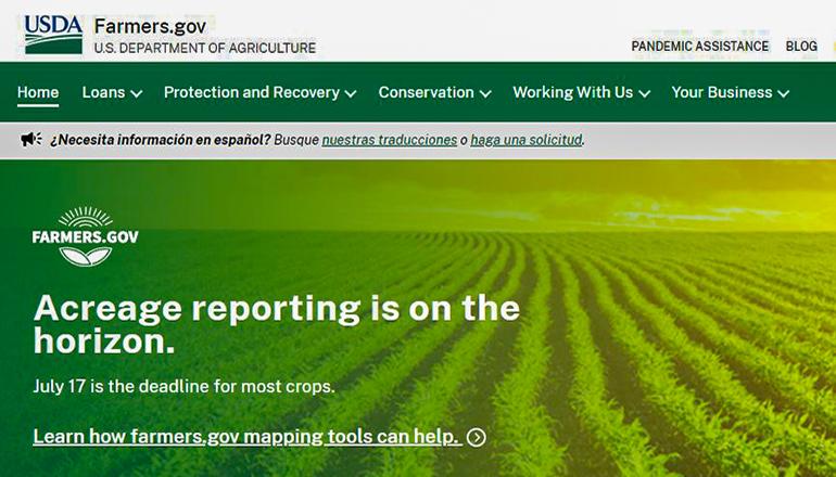 USDA reminds producers to file crop acreage reports by July 17, use new ...
