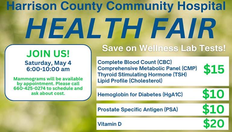 Harrison County Community Hospital hosts May 4 health fair