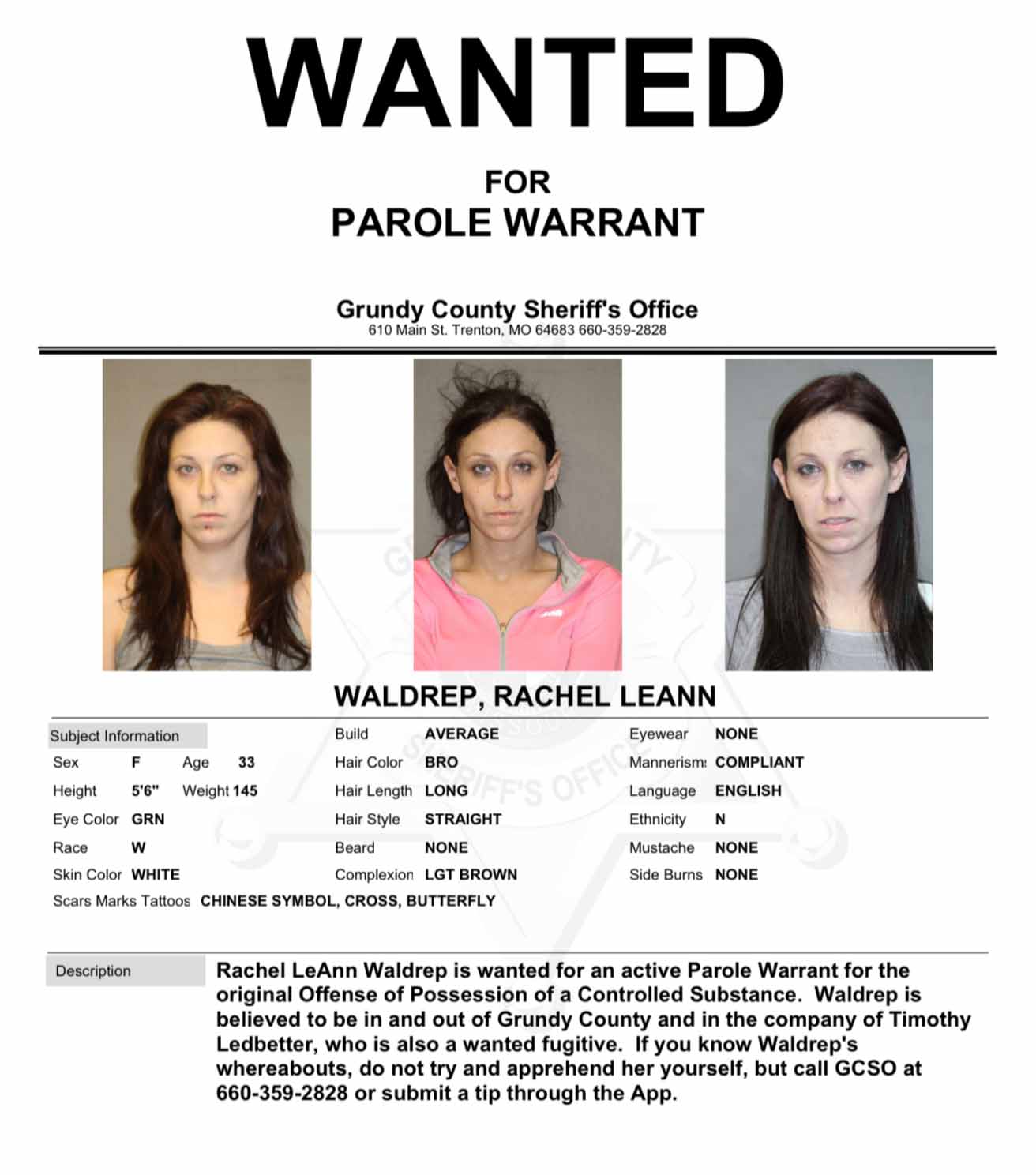 Friday’s Fugitive: Rachel Leannn Waldrep