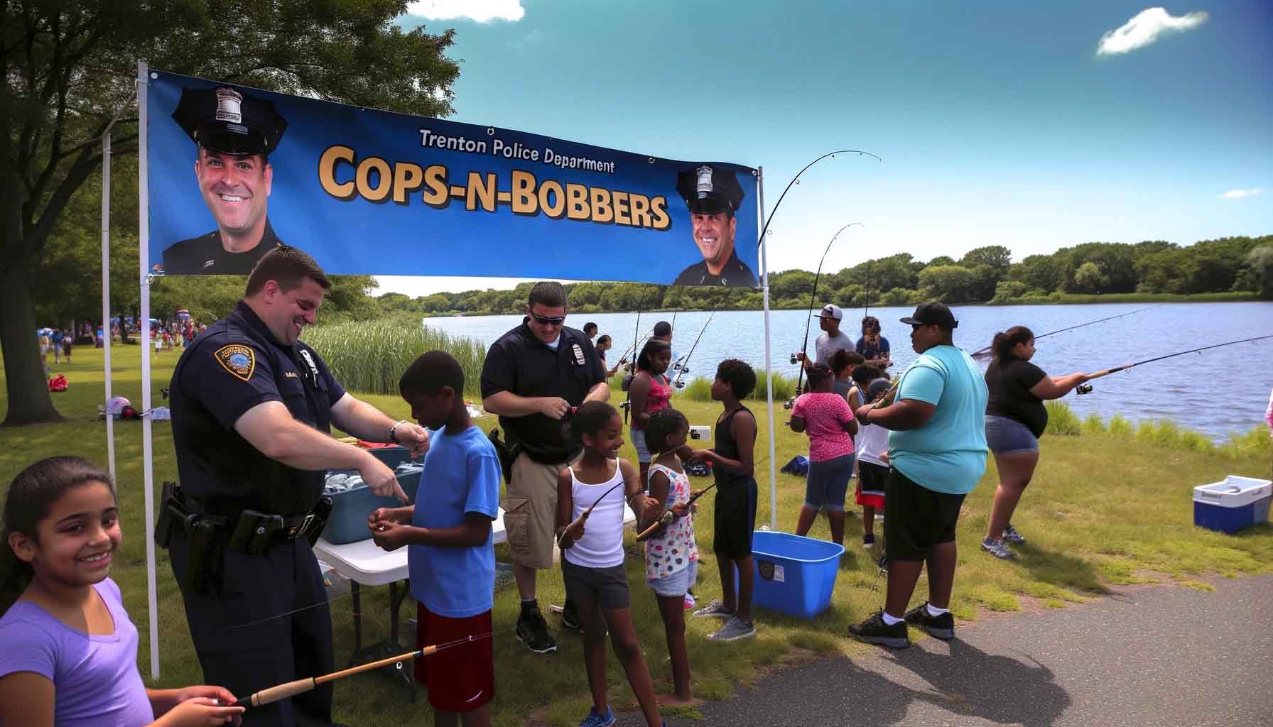 Trenton's Cops N Bobbers event draws 63 kids for fishing fun