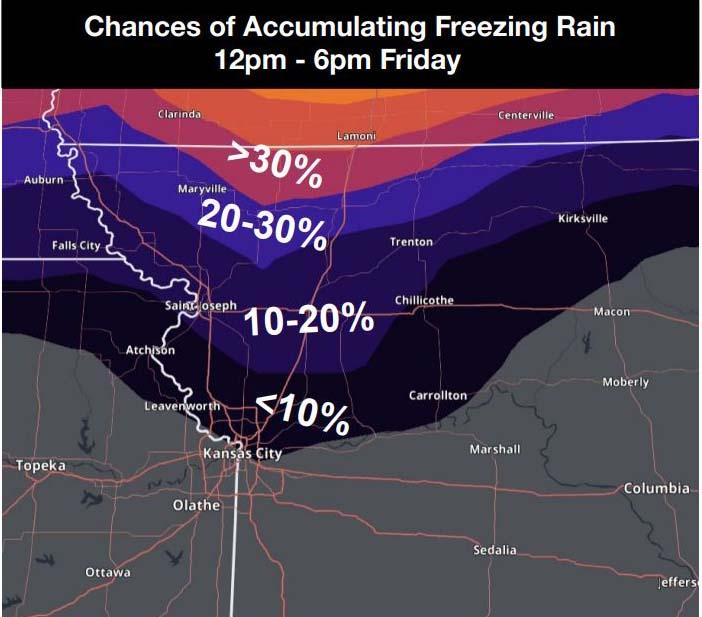 Northern Missouri faces potential for rain and freezing rain on Friday